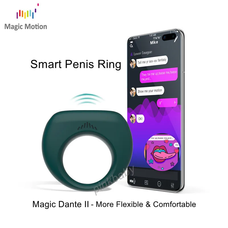 Magic Motion APP Vibrating Penis Ring Vibrators Smart Dante Remote Control Cock Ring Wearable ...