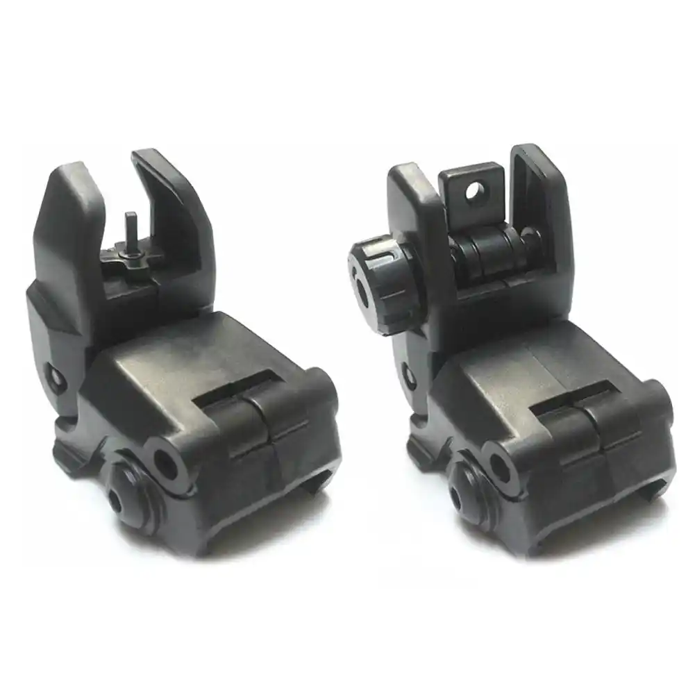 2PCS Tactical BUIS M4 AR15 AR 15 Front Rear Sight Flip Up Rapid ...