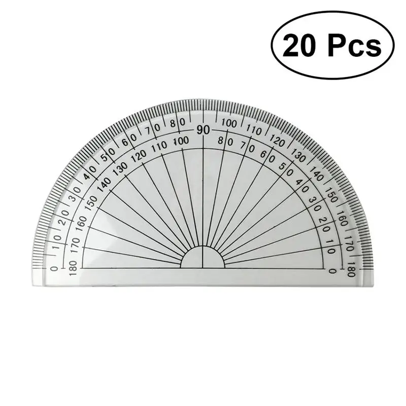 20Pcs 4 Inch 10cm Plastic 180 Degrees Protractor for Angle Measurement ...