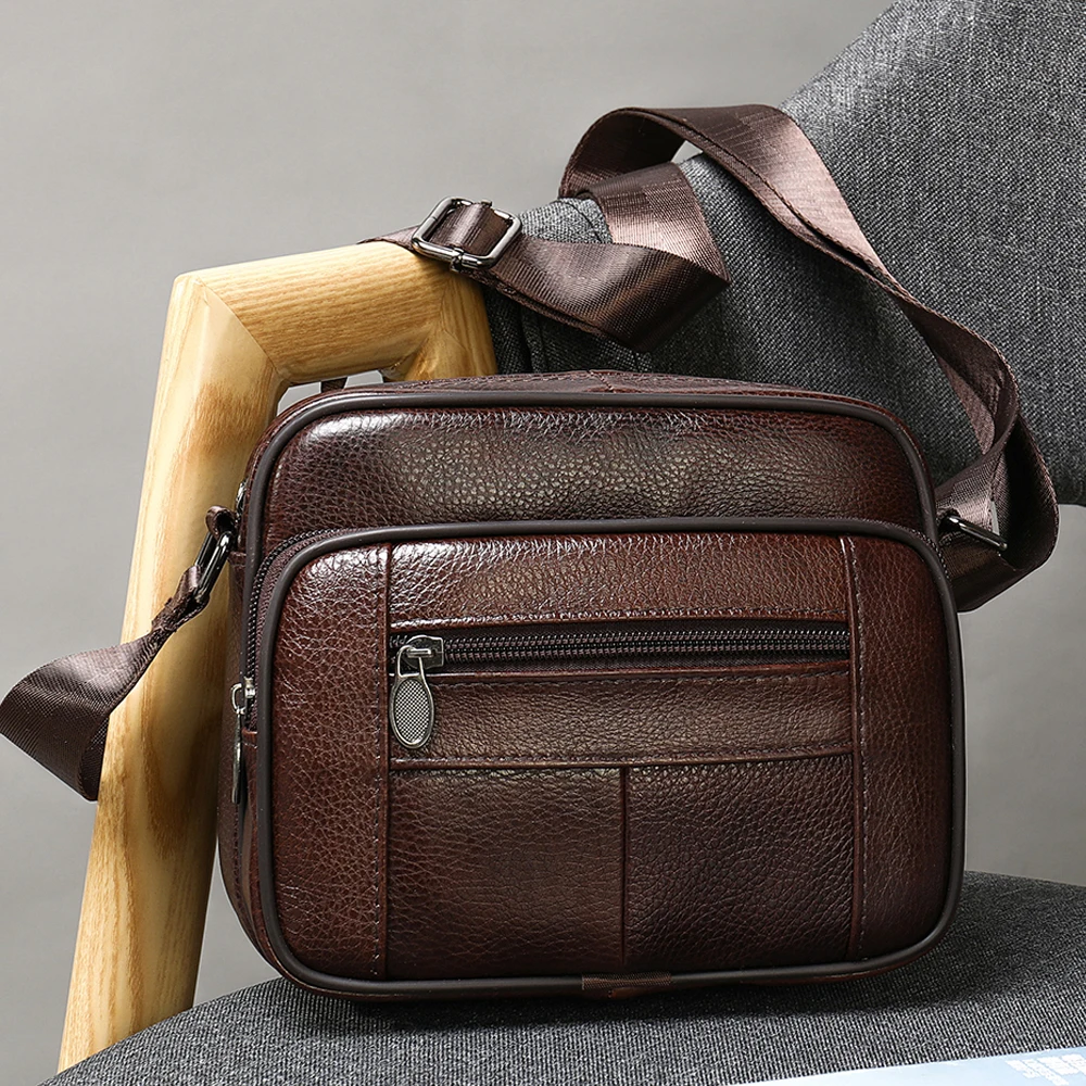 Small men's bags genuine leather casual men's shoulder bag for men flap ...