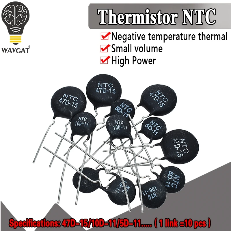 Resistencia térmica NTC 5D 11, 10D 9, 10D 11, 47D 15, 10D 20, 10D 13 ...