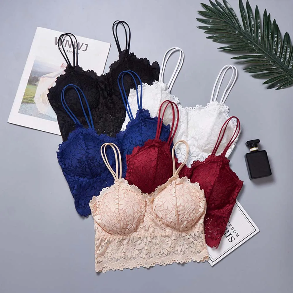 Women Push Up Wireless Lace Bra Top Women Plus Size Bralette Underwear ...
