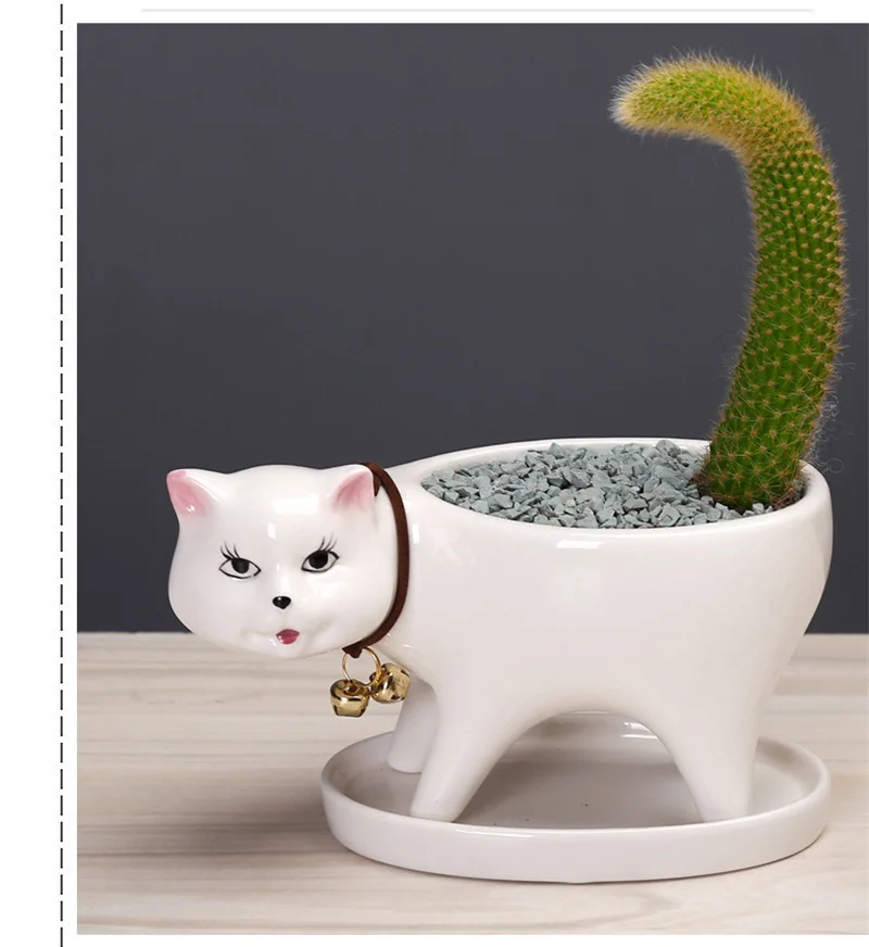 POT DE FLEUR,pink--Pot de fleurs en céramique pour chat qui marche ...