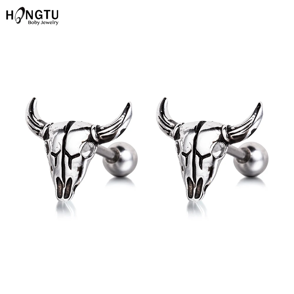 HONGTU pendiente de cartílago de toro para hombre y mujer, joyería para ...