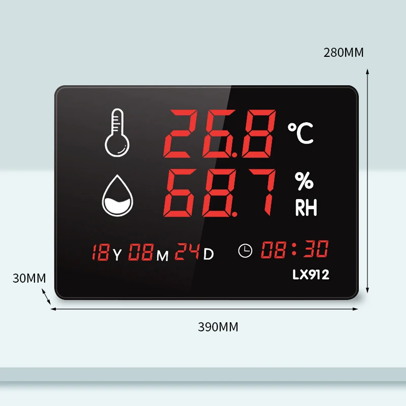 Wall-mounted Digital Thermometer For Home Temperature Sensor Time ...