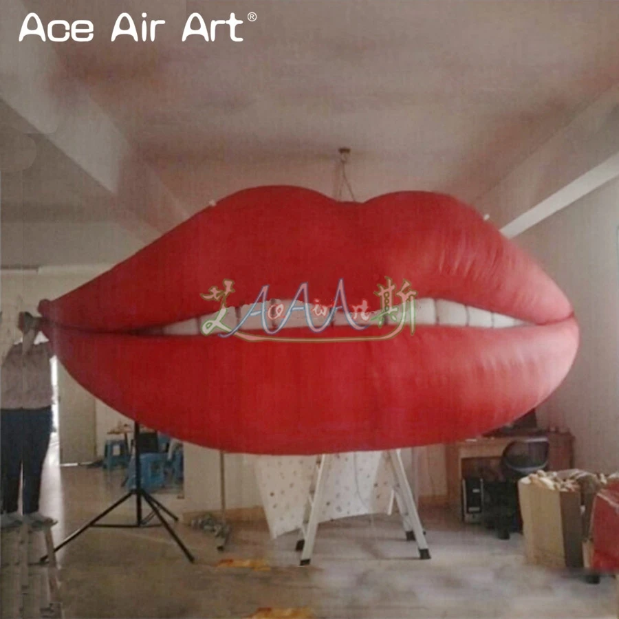Attractive Giant Red Hanging Inflatable Lips Replica Inflatable Mouth ...