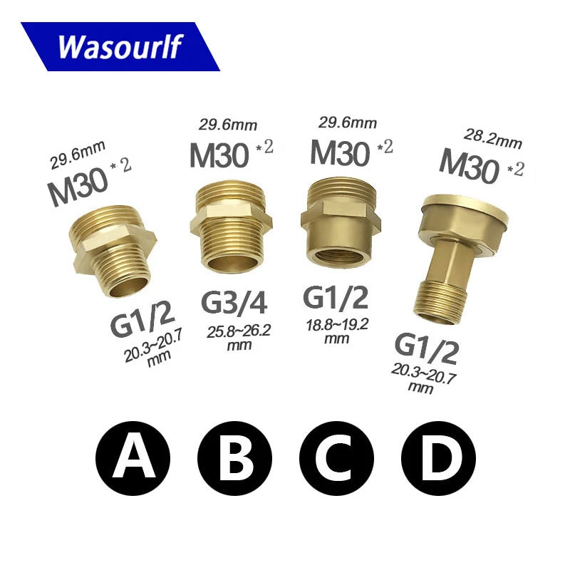 Wasourlf Adapter M30 Male Thread Transfer G1/2 3/4 Connector Shower ...