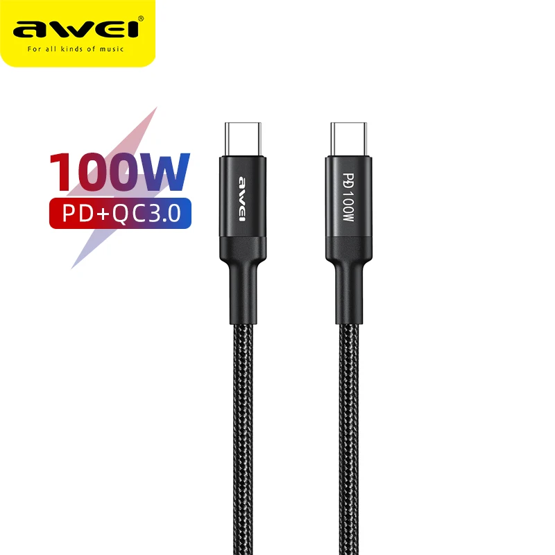 Awei Cl-117t 100w Usb C To Type-c Phone Cable Durable Braid Cables Pd 3 ...