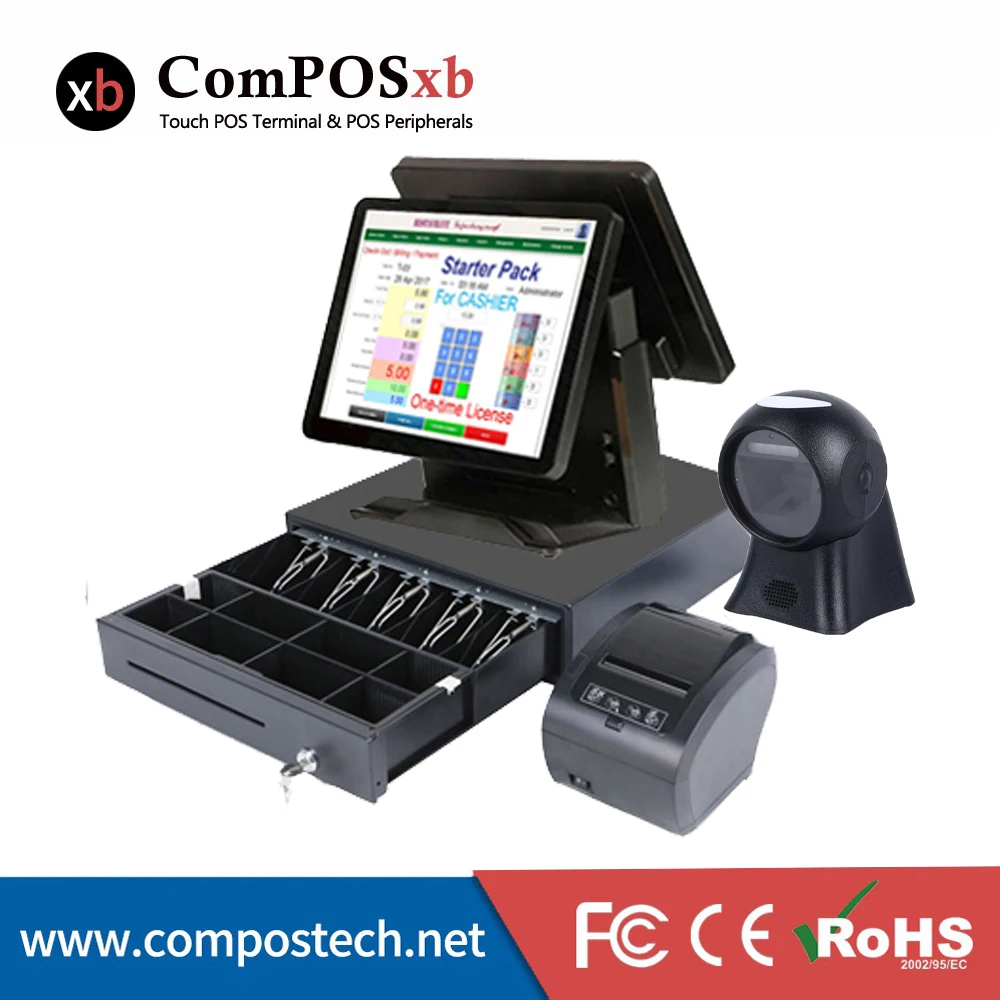 High Quality 15+15 Inch Touch Pc Pos Terminal Pos Systems With 2d ...