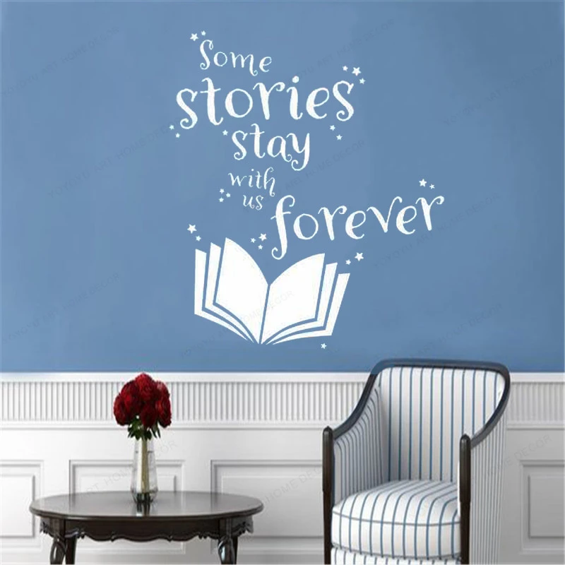 Some Stories Stay With Us Forever quote Wall Sticker vinyl reading book ...