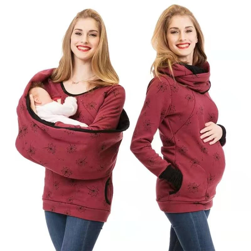Maternity Winter Hoodies Clothes With Scarf Hooded Breastfeeding ...