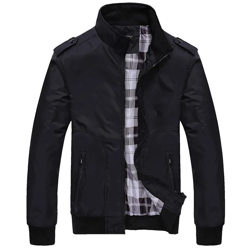 Men-s-casual-black-jacket-simple-British-style-plaid-lining-new-fall ...