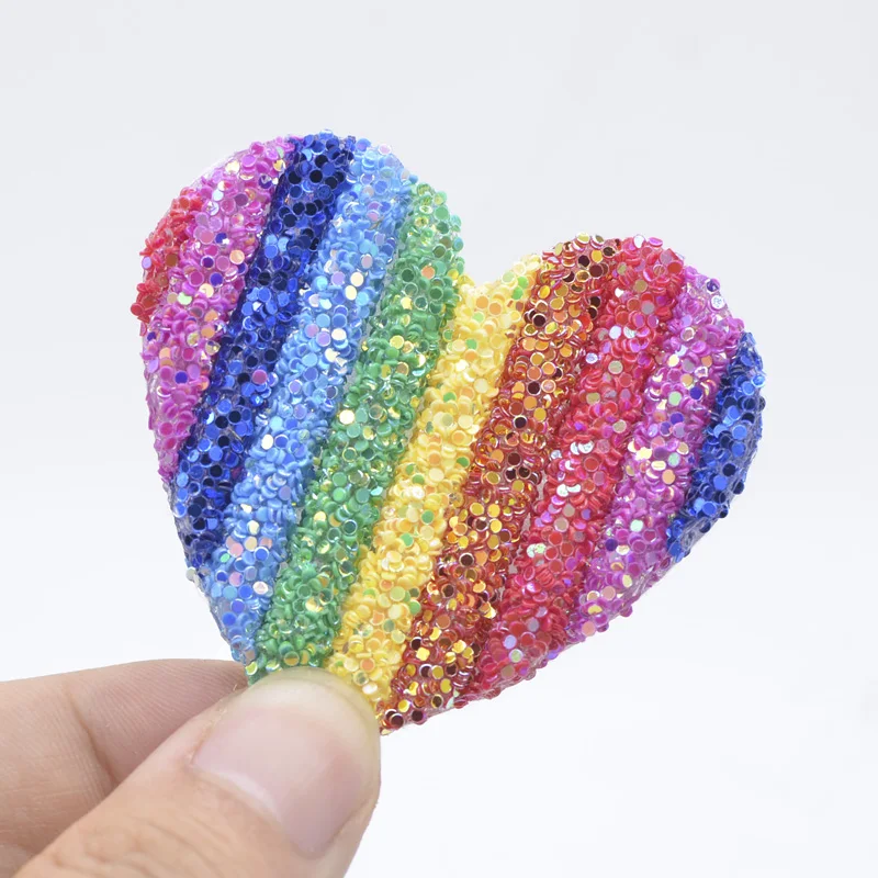 Sequin Patches Appliques Hearts | Rainbow Applique Clothes | Sequins Patches Clothes - Patches ...
