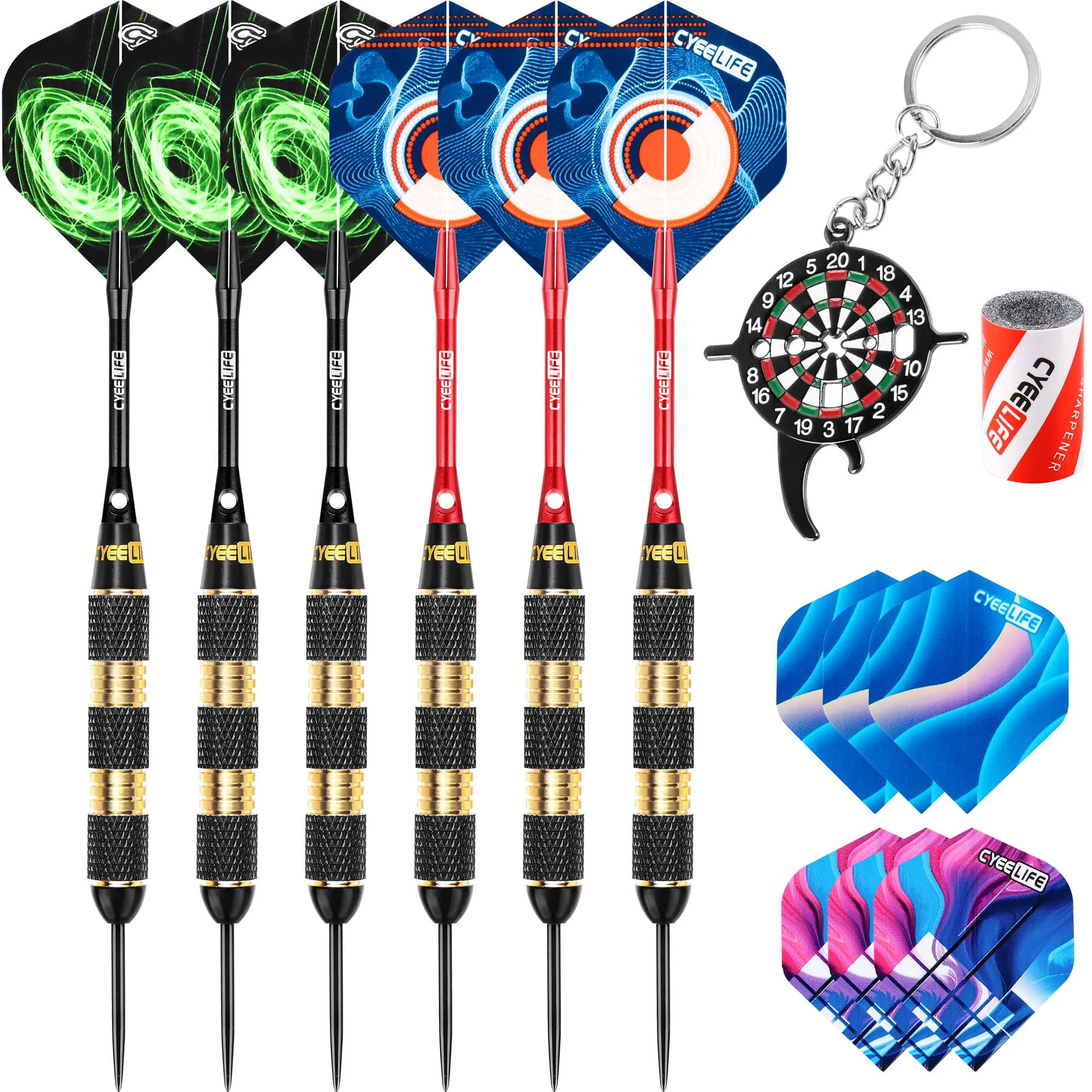 CyeeLife-30g-Steel-tip-darts-Professional-6Packs-6-Aluminium-Shafts-2 ...