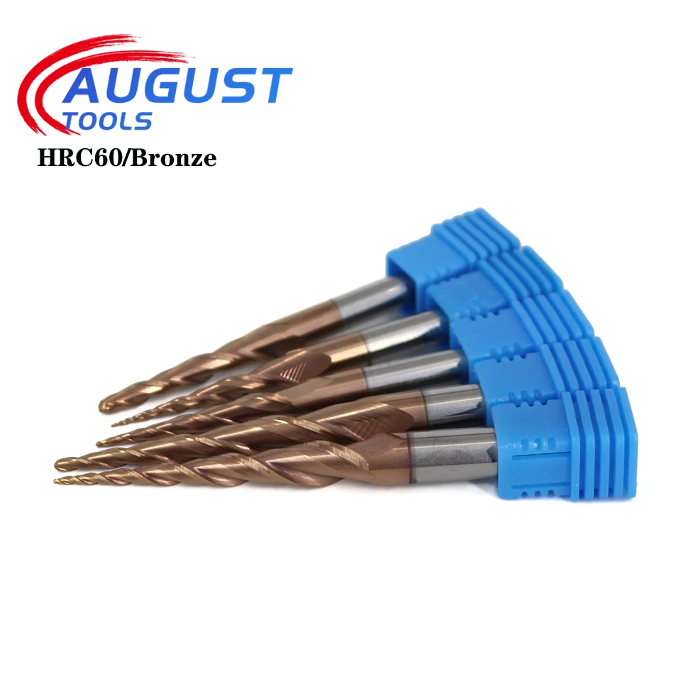 Augut Hrc60 Tapered Cone Ball Nose End Mill Tungsten Solid Carbide ...
