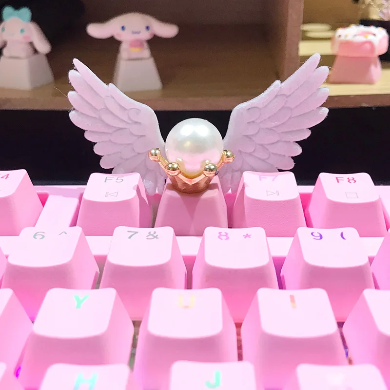 Key Cap Personalized Keycap Beautiful Girl Angel Wings Pink Light ...