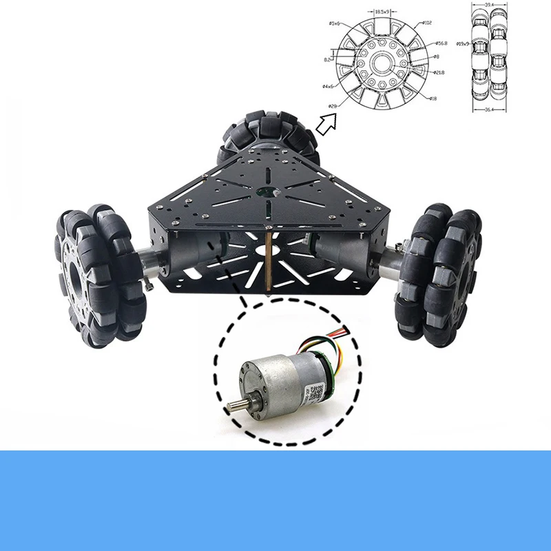 MC700 3WD 100mm Omni Wheel Metal Smart Car Chassis Unassembled 2 Layer ...