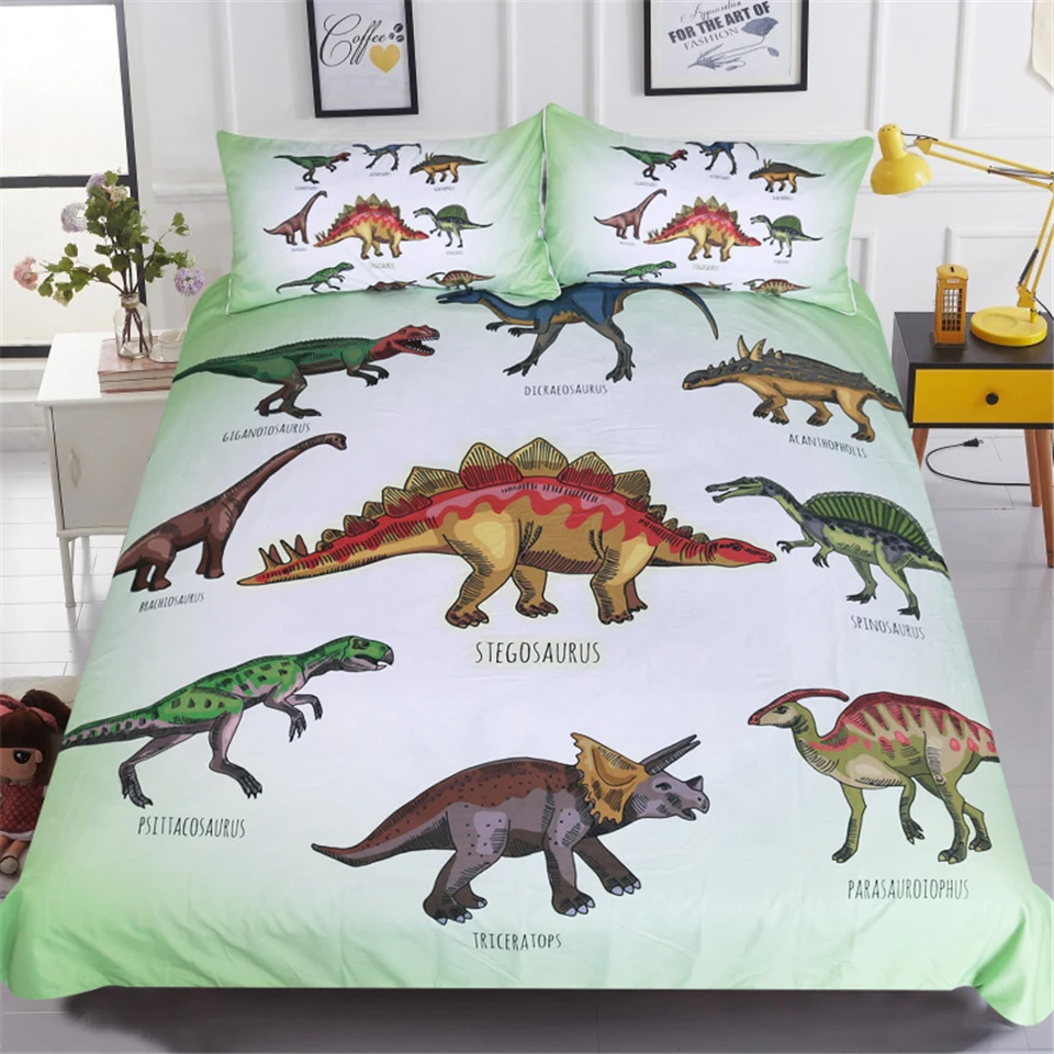 Dinosaur Bedding Set 3d Stegosaurus Duvet Cover Set Queen Jurassic ...