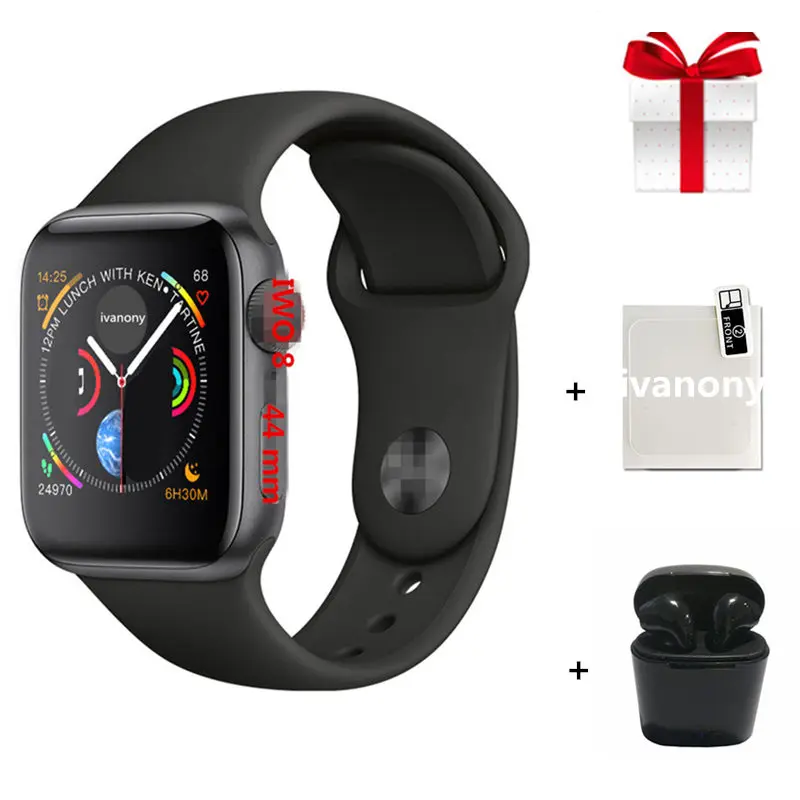 Часы SmartWatch IWO 8, умные часы для мужчин, монитор сердечного ритма, ЭКГ, сменный ремешок ...