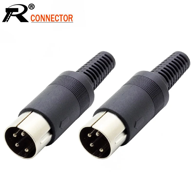 10pcs 4 Pin DIN Male Plug Cable Connector With Plastic Handle DIN Male ...