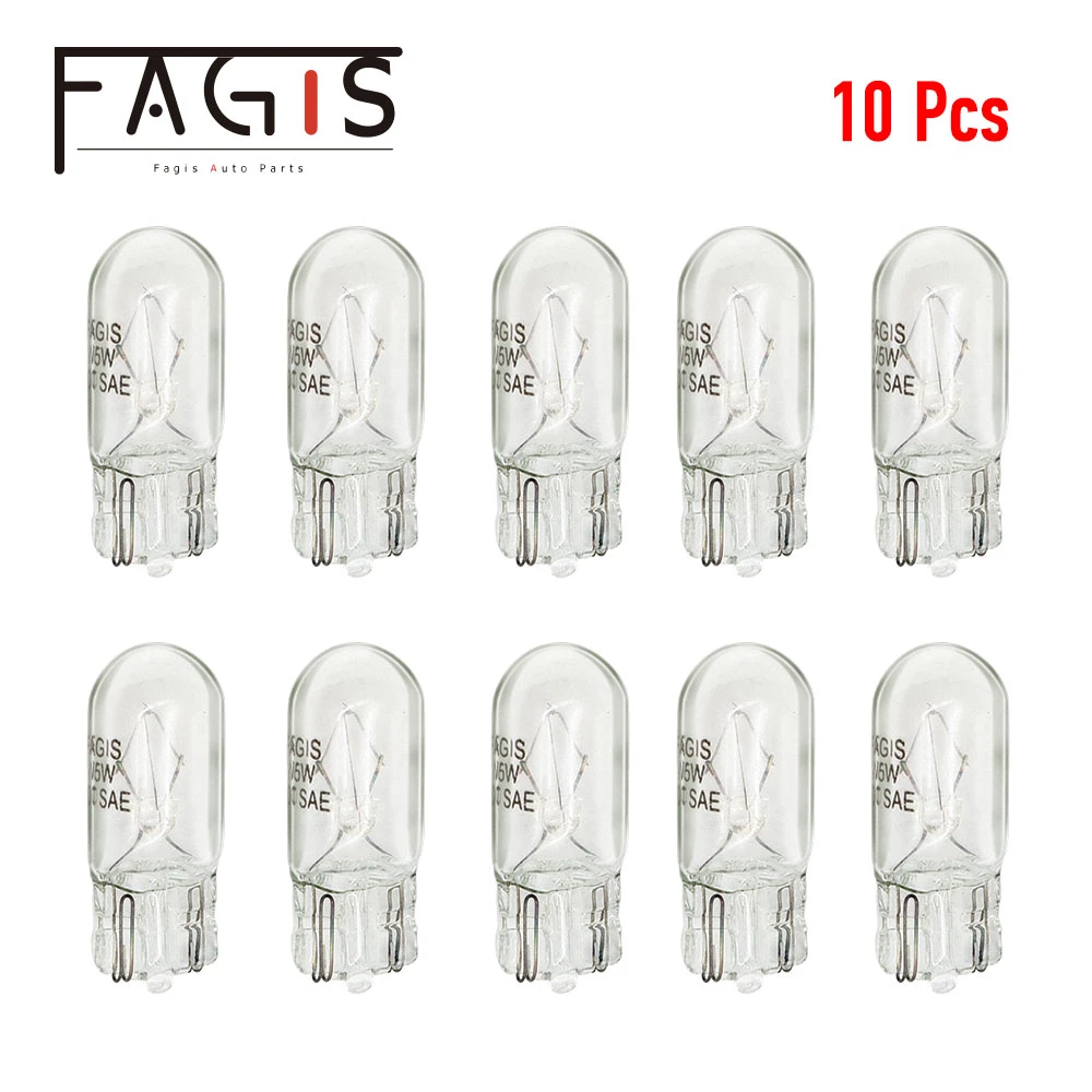 Fagis 10pcs Car T10 Halogen W5W 194 158 Wedges 12v 5w Auto Lamp Warm ...