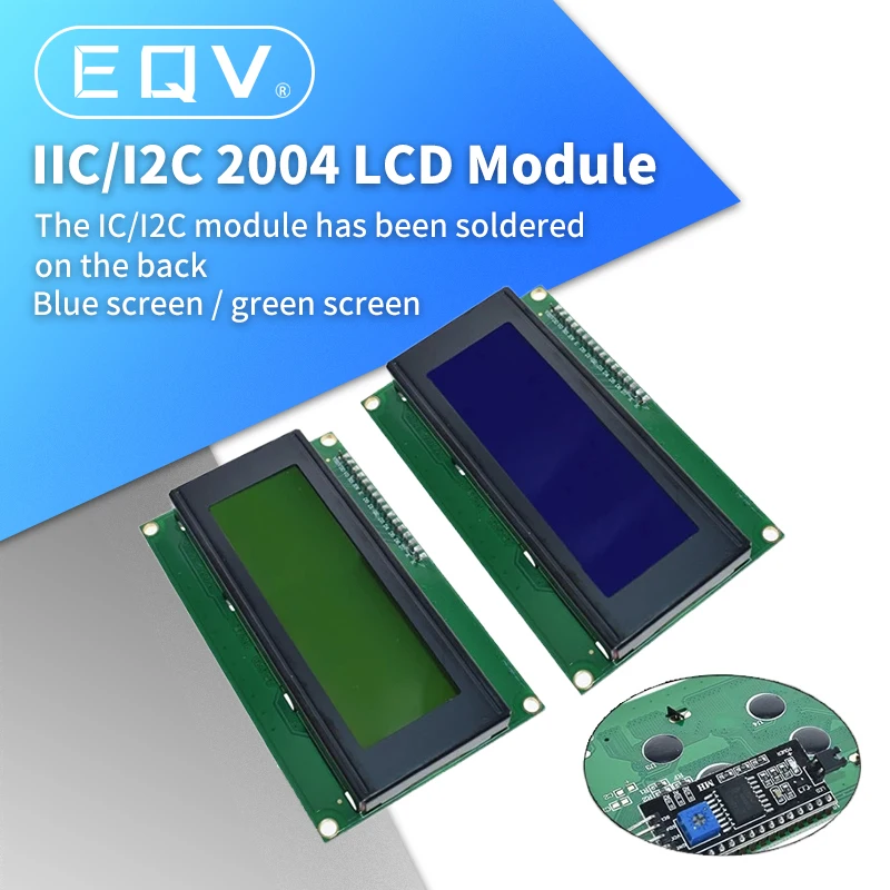 Eqv iic/i2c/twi 2004 módulo lcd azul verde serial para arduino uno r3 ...