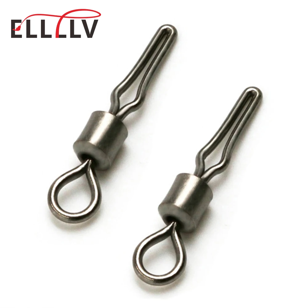 Elllv 100pcs Swivel With Side Line Clip Fishing Line & Hook Connector ...
