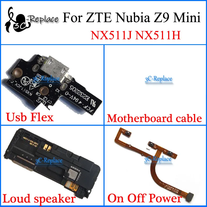 ZTE Nubia Z9 Mini NX511J NX511H Usb 플렉스 마더 보드 케이블 마이크 플렉스 시끄러운 스피커 켜기 끄기 전원 볼륨 케이블 플렉스 케이블 ...