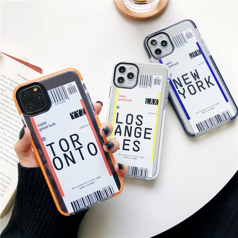 핫 컬러 DHL 익스프레스 비행기 티켓 세계 도시 바코드 라벨 케이스 iPhone 11 Pro X XS MAX 7 8 plus ...