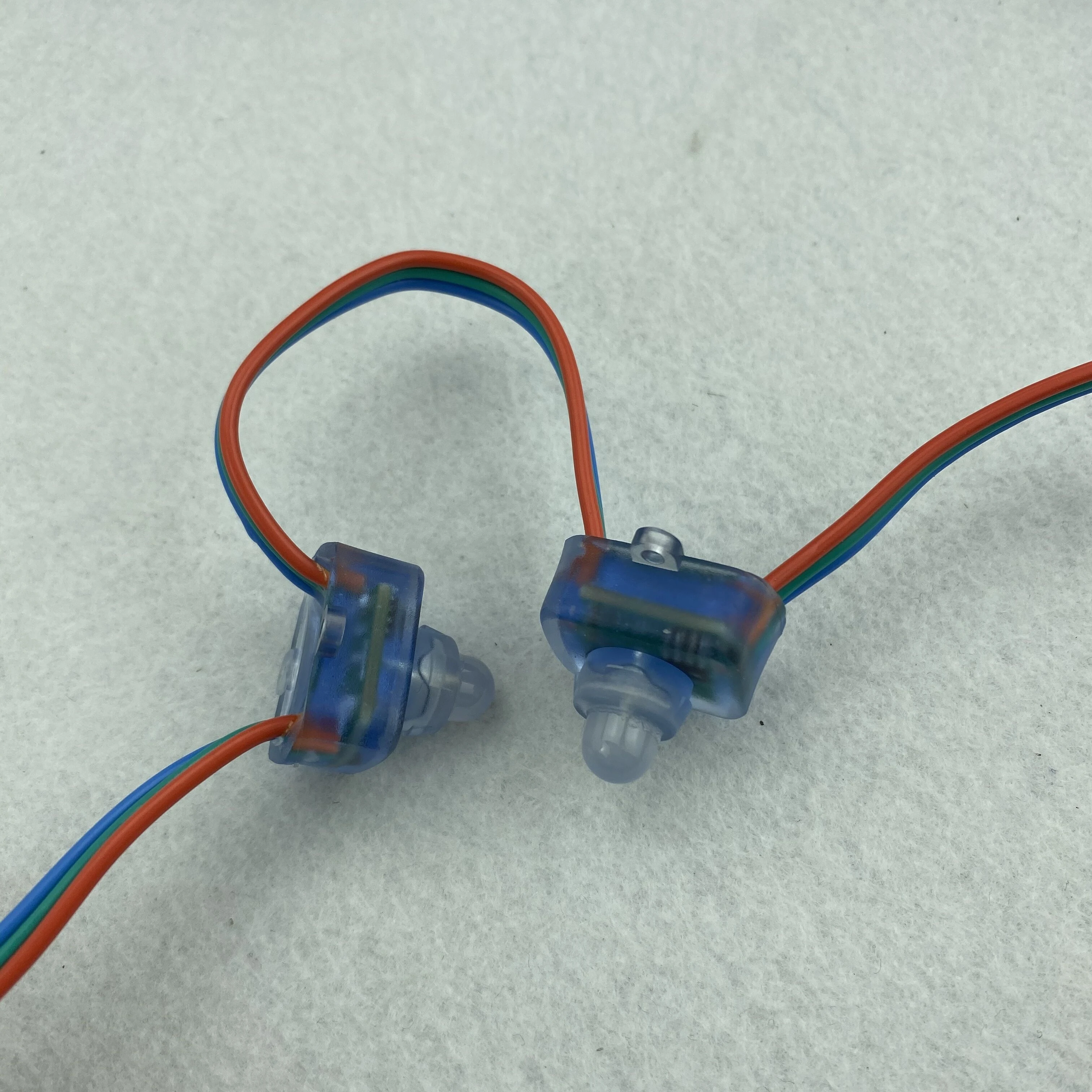 100pcs/set square regulated type DC12V addressable 12mm WS2811 RGB led pixel node;RGB 18AWG wire ...