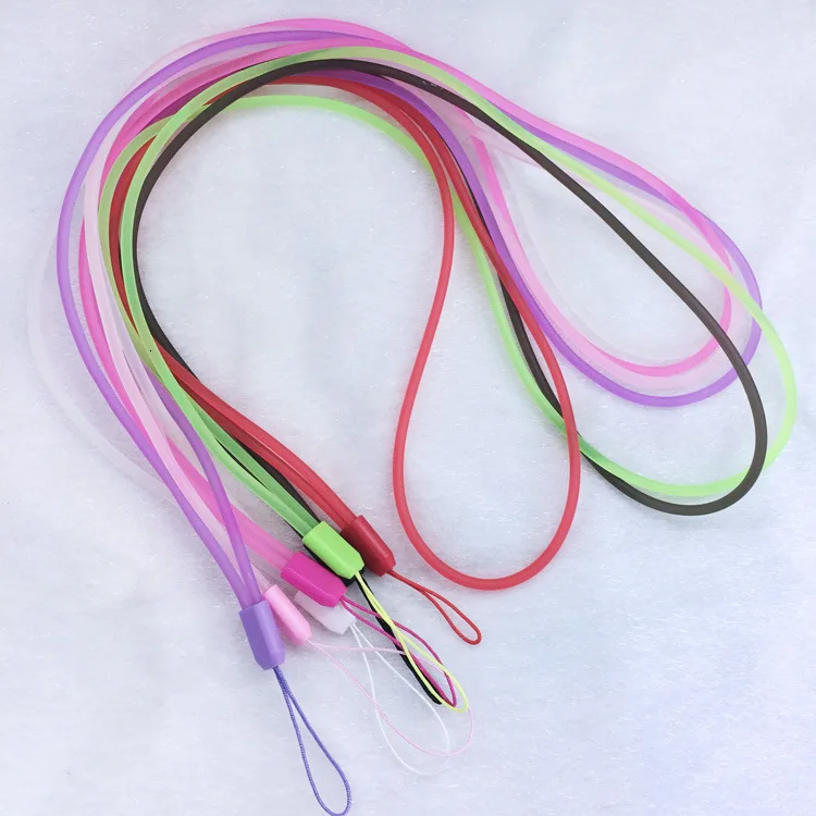 43cm Luminous Glow In Dark Silicone Lanyard Neck Strap For Keys Id Card ...
