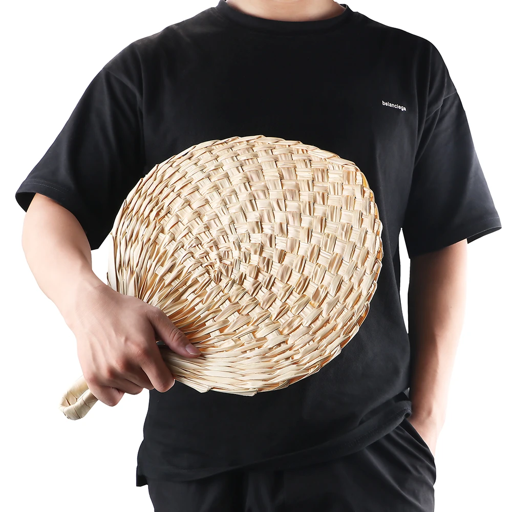 Manual Straw Hand Fans Hand woven Palm Leaf Hand Fan Chinese Style ...