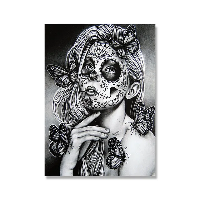 Black And Grey Day Of The Dead Girl Tattoo