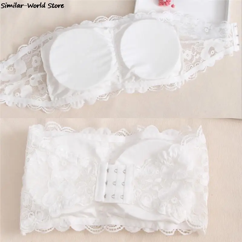 Women's Lace Floral Bra Bustier Back Closure Bandeau Crop Top Padded ...