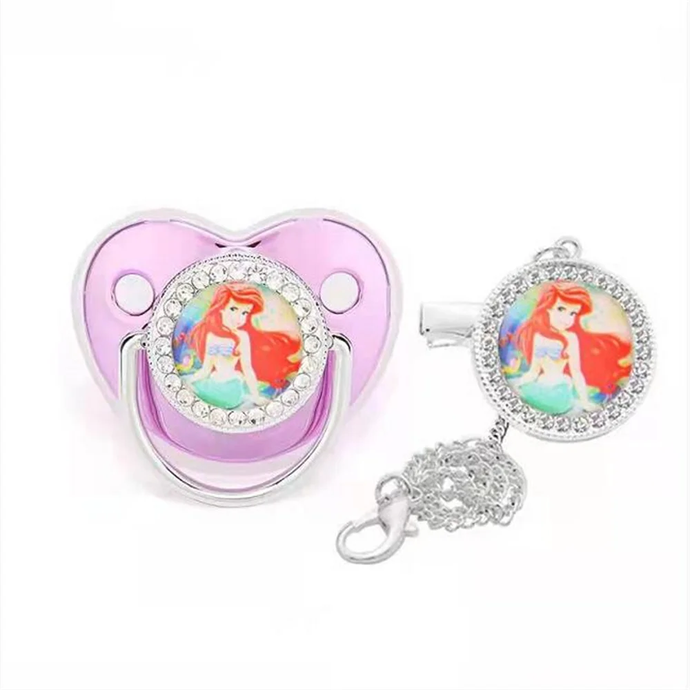 Disney Purple Bling Bling Elsa Ariel Jasmine Princess Baby Pacifier ...