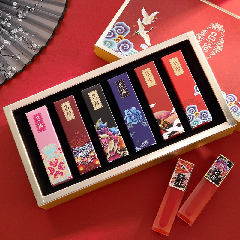 LVHOU pintalabios Retro de larga duración, taza antiadherente hidratante, juego de 6 pintalabios ...