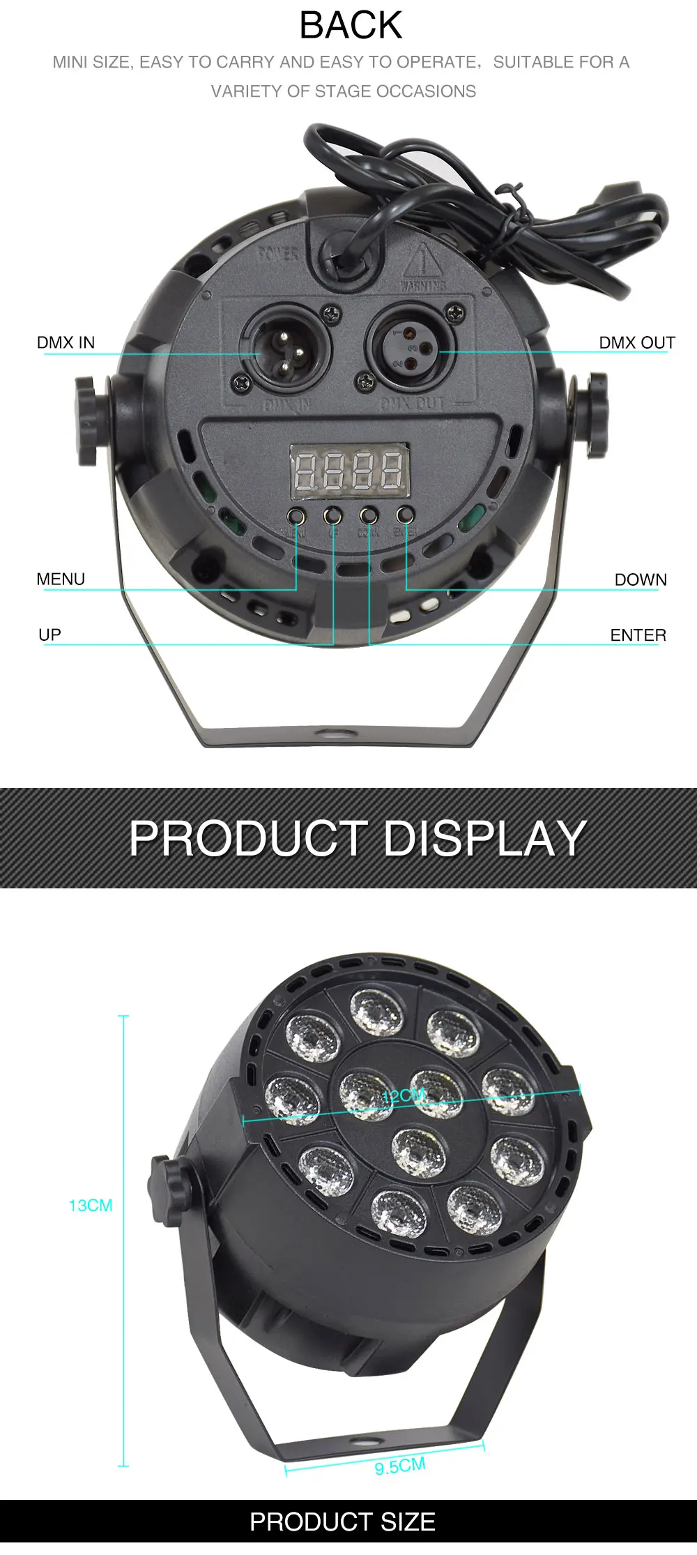 Mini lumière Disco - Light-EU - 12x3W LED Par RGBW DMX - Effet Stroboscope - 8 Canaux DMX - AC90 ...