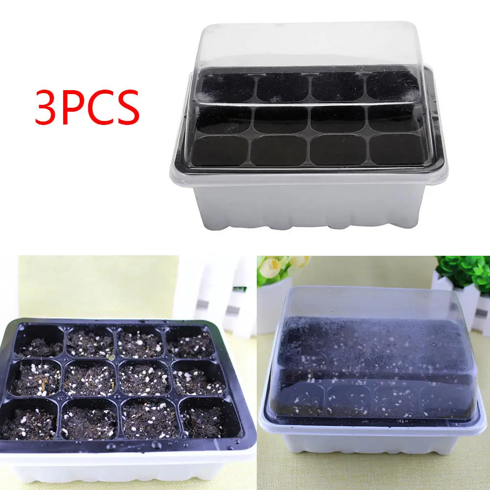 3Pcs/set Grow Box 12Holes Plastic Plant Seedsplants Seedling Tray ...
