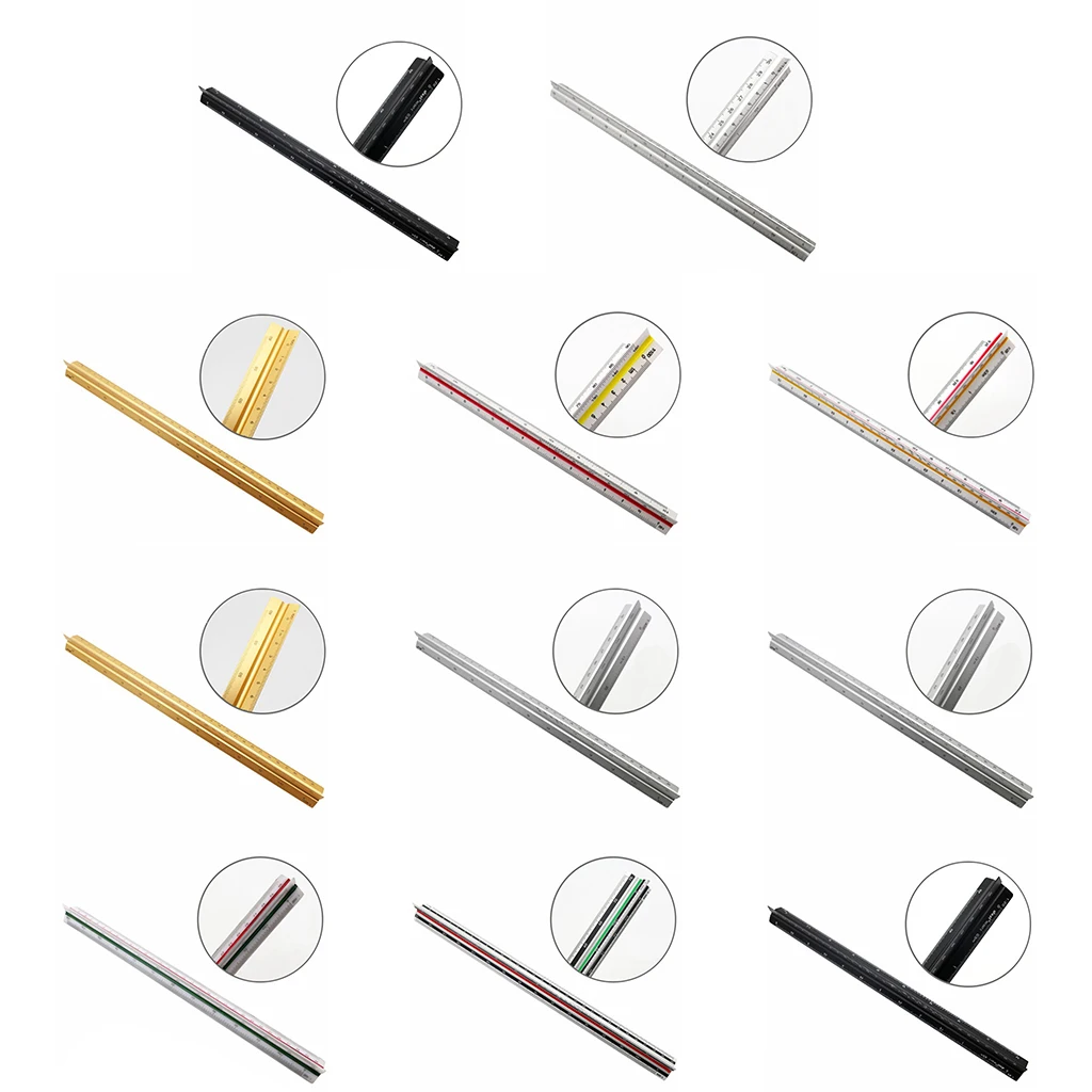 Penggaris-Skala-Arsitektur-Aluminium-Segitiga-12-Inci-Penggaris-Teknik ...