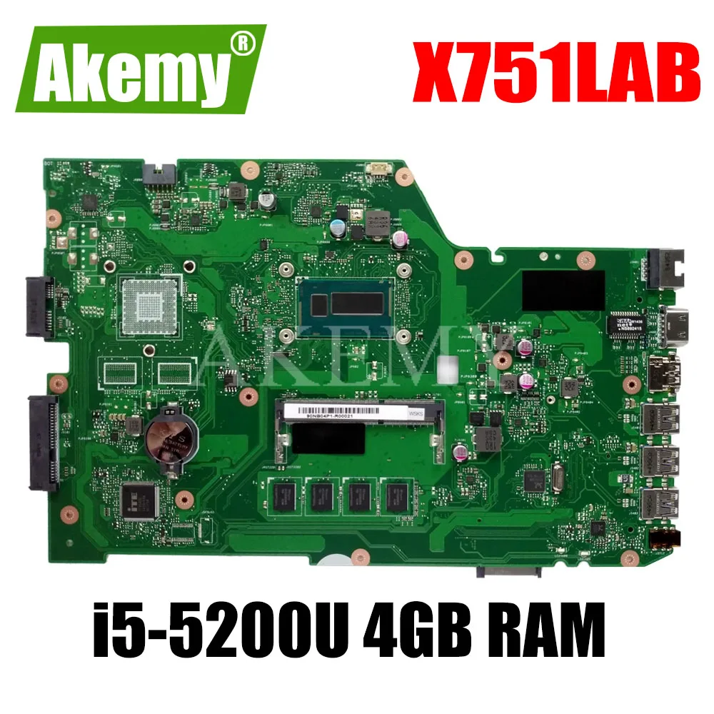 AKEMY X751LAB original mainboard For Asus X751L K751L R752L X751LA ...
