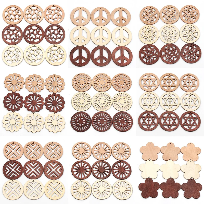 10pcs-3-Color-Round-Shape-Wooden-Home-Decoration-Scrapbooking-Diy-Craft ...