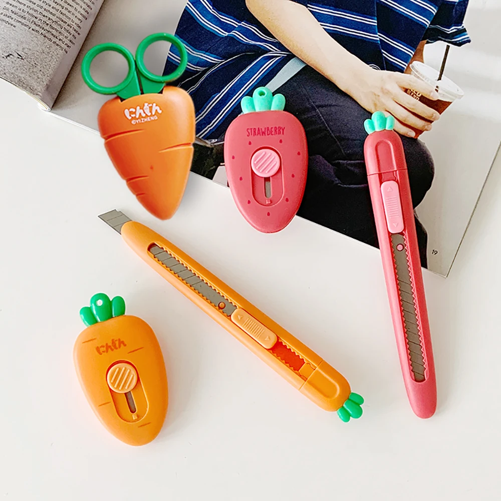 Kawaii Stationery Knife Carrot Cutter Mini Utility knife School ...