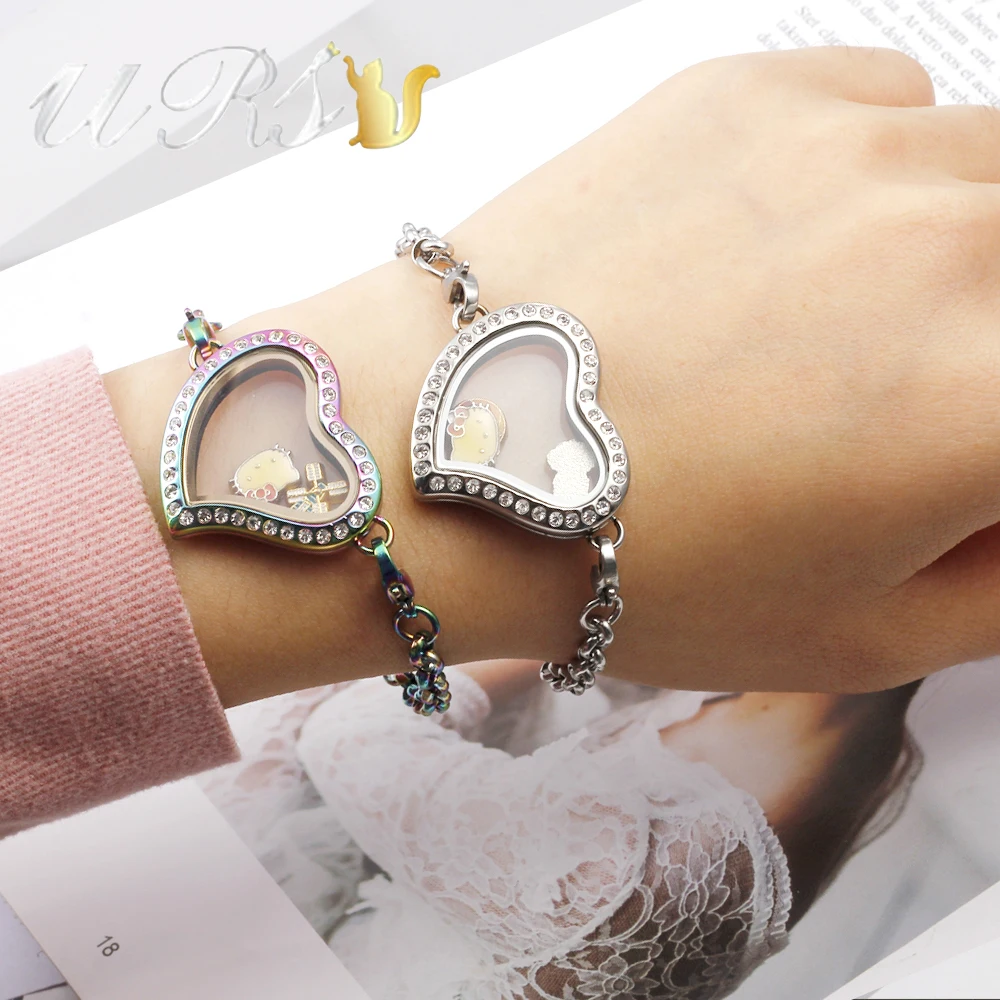 316L-Stainless-Steel-Living-Memory-Heart-Shaped-Crystal-Clear-Glass ...