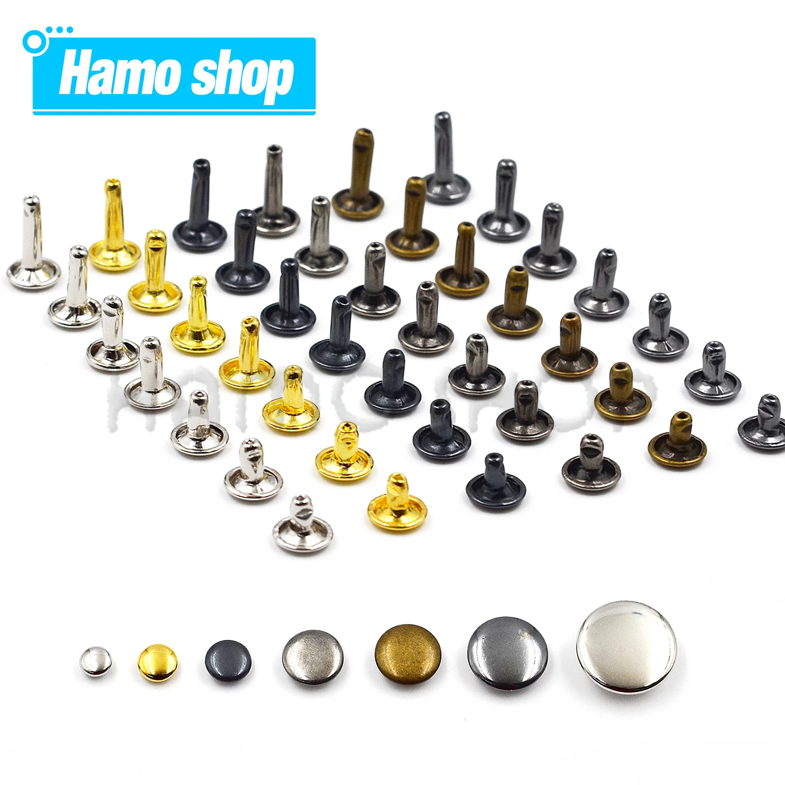 100sets 5-15mm Metal Double Cap Rivets Stud Round Nail Rivet For ...