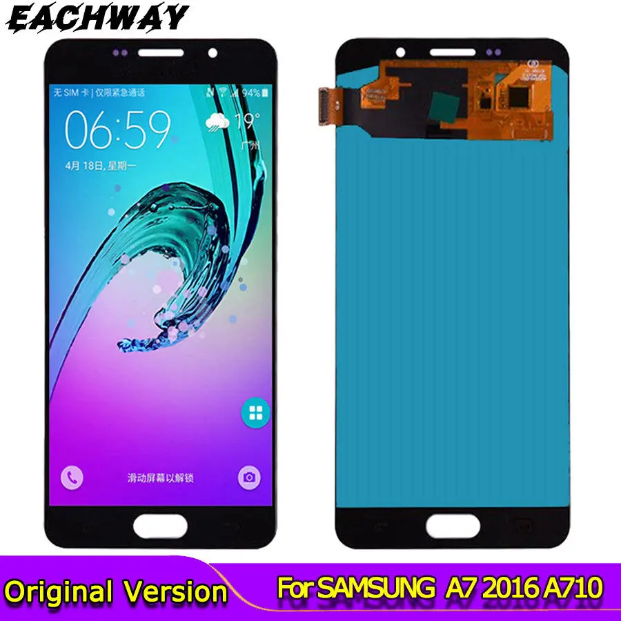 삼성 갤럭시 A7 2016 A710 LCD 디스플레이 터치 스크린 디지타이저 어셈블리 교체에 대 한 TFT A710 화면 5.5 ...