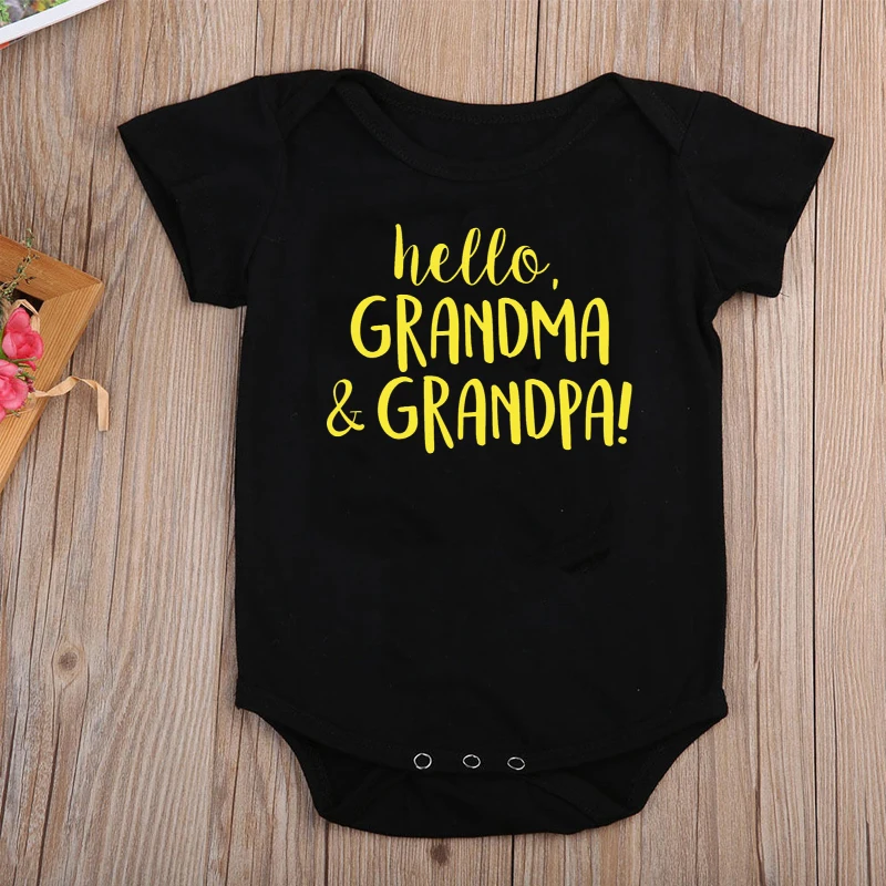 Hello Grandma & Grandfather Onesie Cotton Newborn Baby Boy Girl Romper ...