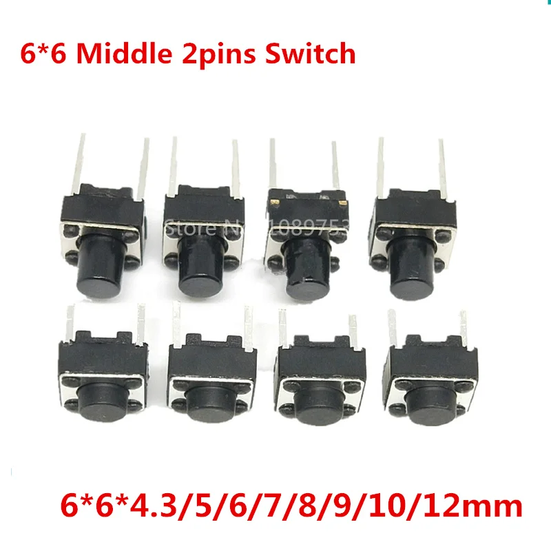 50PCS Tactile Tact Push Button Micro Switch Middle 2pin 6*6*4.3/5/6/7/8 ...