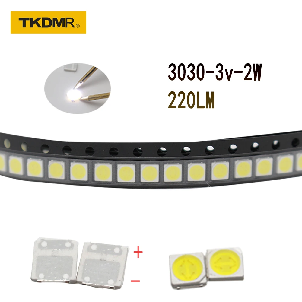 TKDMR-100-50pcs-LED-Backlight-High-Power-LED-2W-3030-3V-Cool-white ...