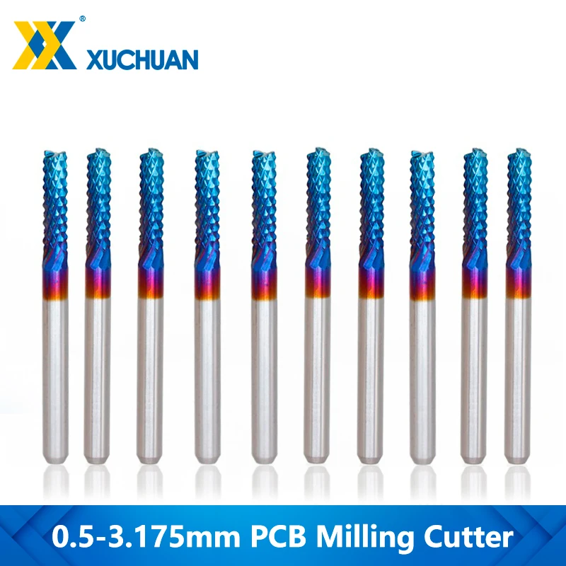 Cnc Corn End Mill 10Pcs 0.5 3.175Mm Pcb Frees Nano Blauw Gecoate ...