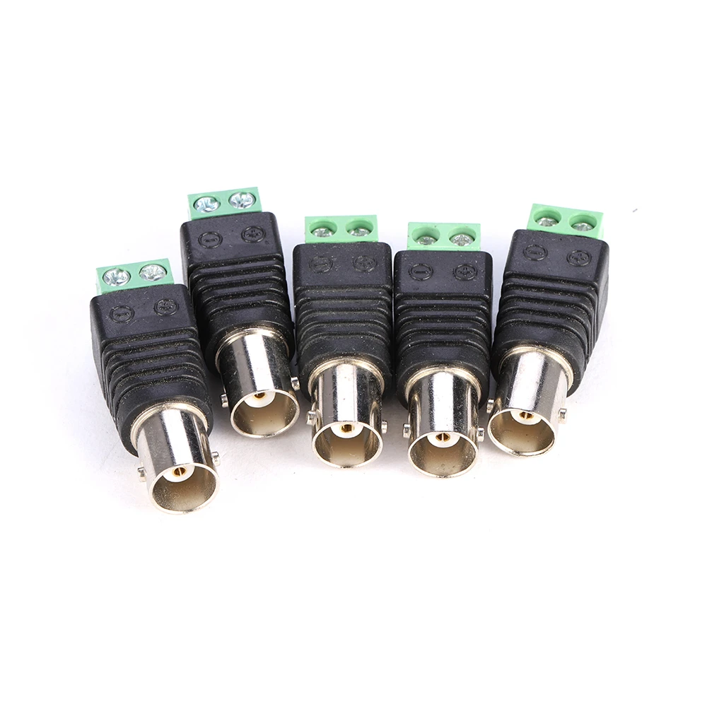 USAFEQLO 5pcs Mini Coax BNC Connector UTP Video Balun Connector BNC Plug DC Adapter For CCTV ...